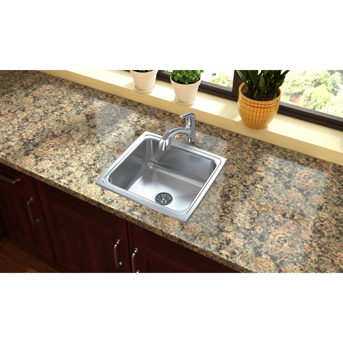 Elkay Lustertone Classic Stainless Steel 19" x 18" x 7-5/8", Single ...