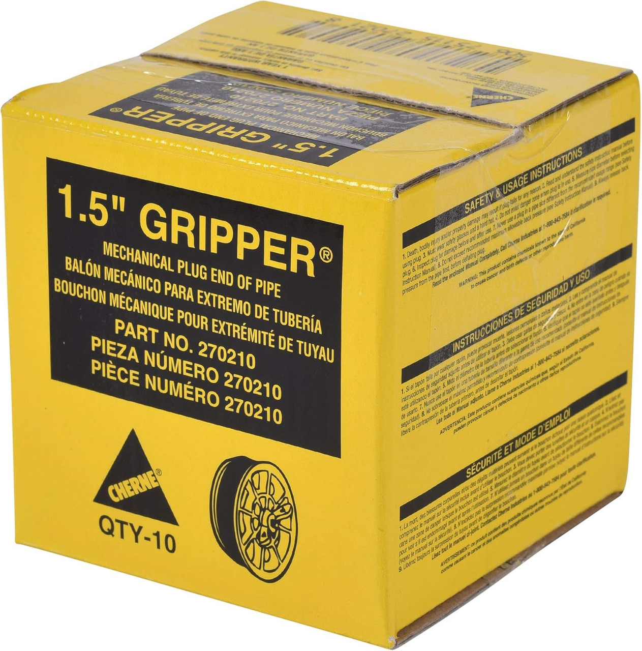 Cherne 270210 End of Pipe Gripper Mechanical Plug 1-1/2in