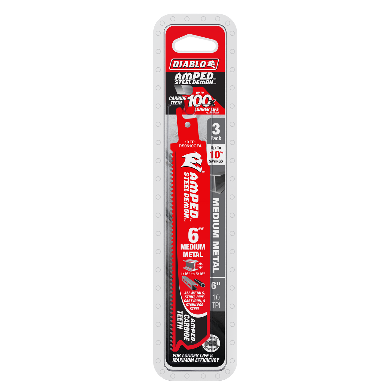 Diablo DS0610CFA3 Diablo 6 in. 10 TPI Steel Demon Amped Medium Metal ...