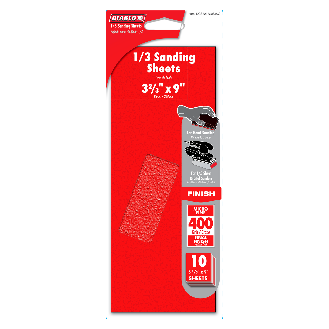 Diablo DCS323400S10G 1/3 Sheet (9 in. x 3-2/3 in.) 400-Grit (Micro Fine ...
