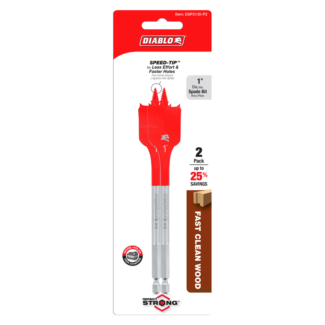 Diablo DSP2130-P2 1 in. x 6 in. Spade Bit (2-Pack)