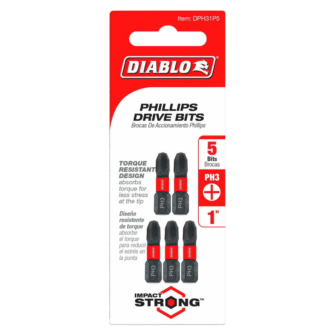 Diablo DPH31P5 1 in. #3 Phillips Drive Bits (5-Pack)