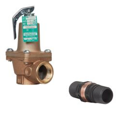 Watts 3/4" 174A Bronze Boiler Pressure Relief Valve, 100 psi, Discharge ...