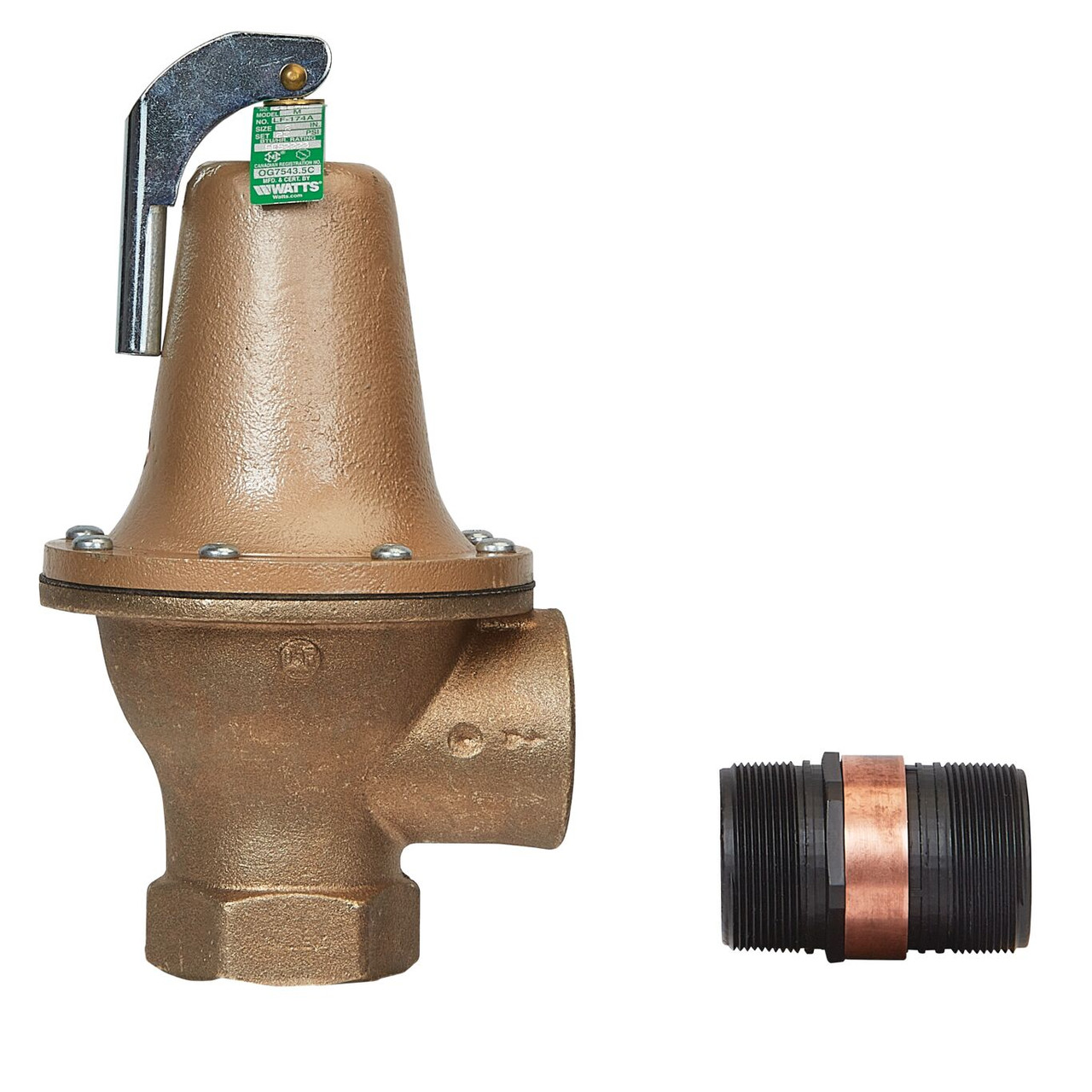 Watts 2" 174A Bronze Boiler Pressure Relief Valve, 150 psi, Discharge ...