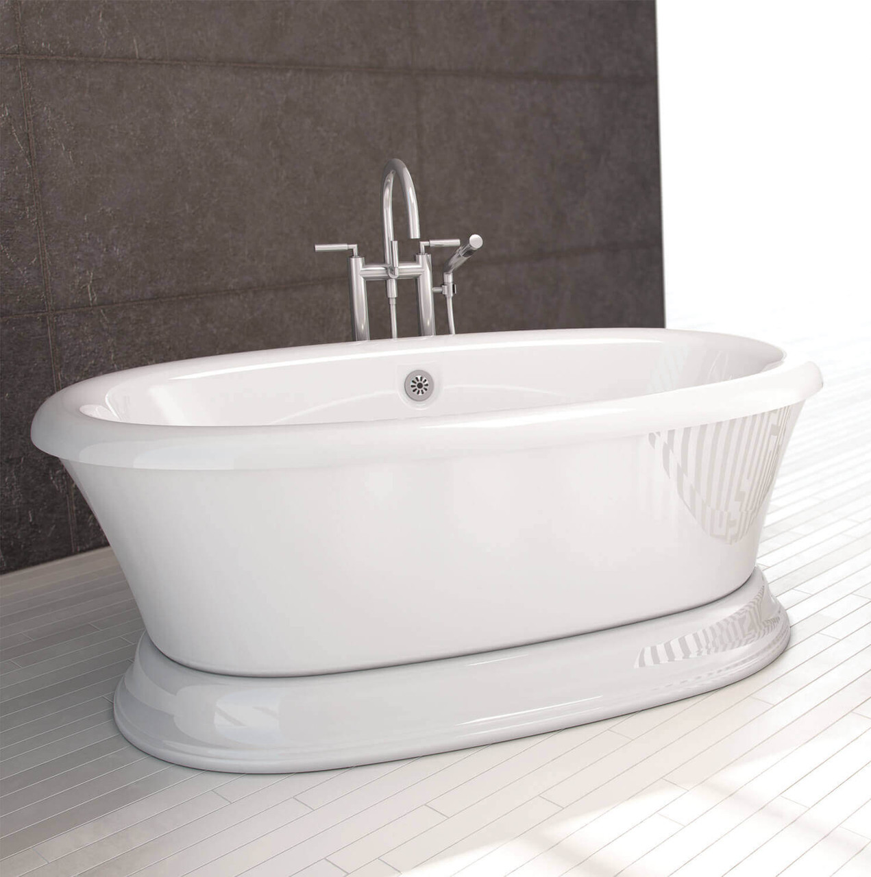 Bain Ultra Balneo Naos 6636 Oval Freestanding 2-Person 48 Gallon Soaker ...