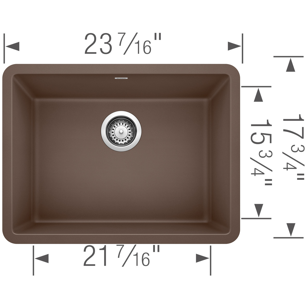 Blanco 522418 Precis Silgranit 24" Single Bowl - Cafe Brown