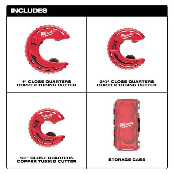 Milwaukee 3 Piece Close Quarters Tubing Cutter Set - 48-22-4267