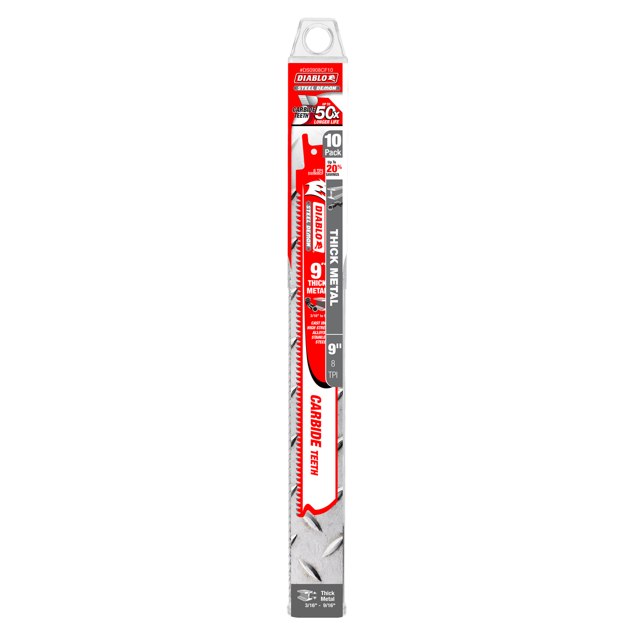 Diablo DS0908CF10 9 in. Steel Demon Carbide Recip Blades for Thick ...