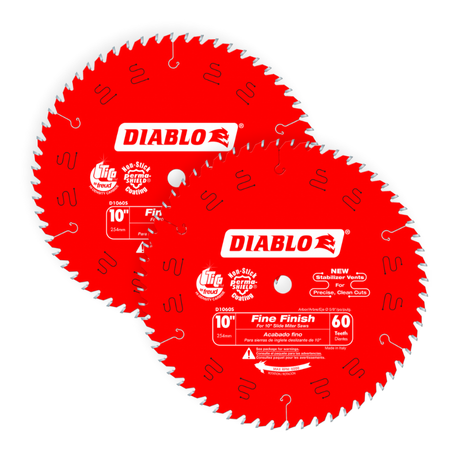 Diablo D1060S 10 in. x 60 Tooth Fine Finish Slide Miter Saw Blade - 2 Pack