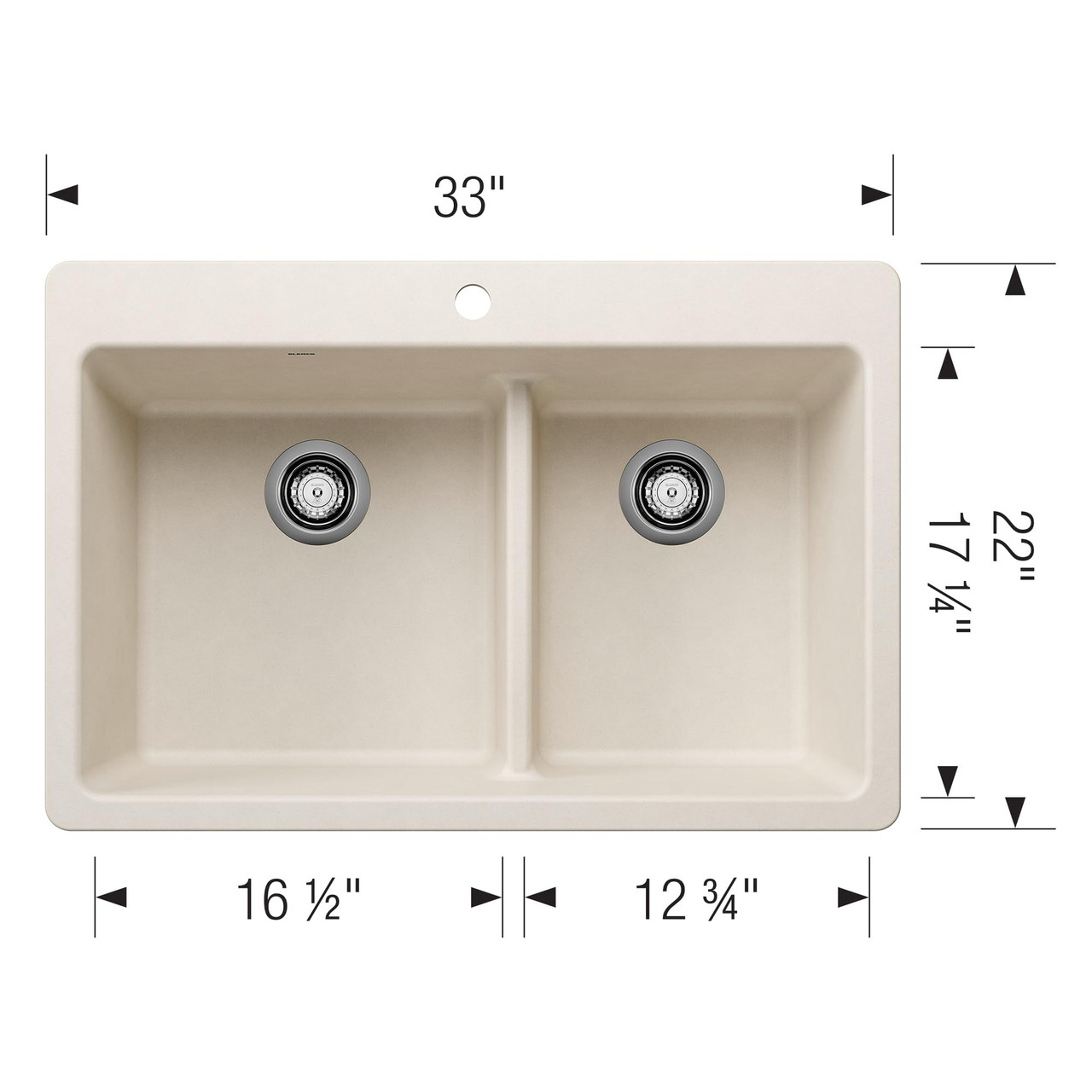 Blanco Liven 1-3/4 Bowl Low Divide Dual Mount Sink in Soft White - 443217