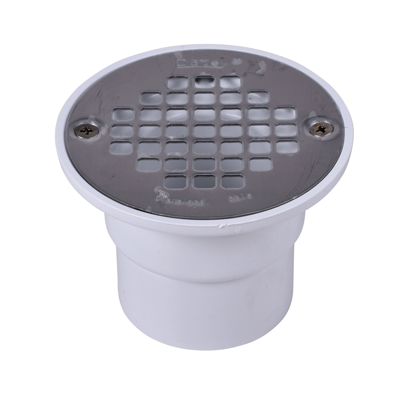 Oatey 2 in. x 3 in. PVC Shower Drain with Round Screw-Tite Strainer in ...