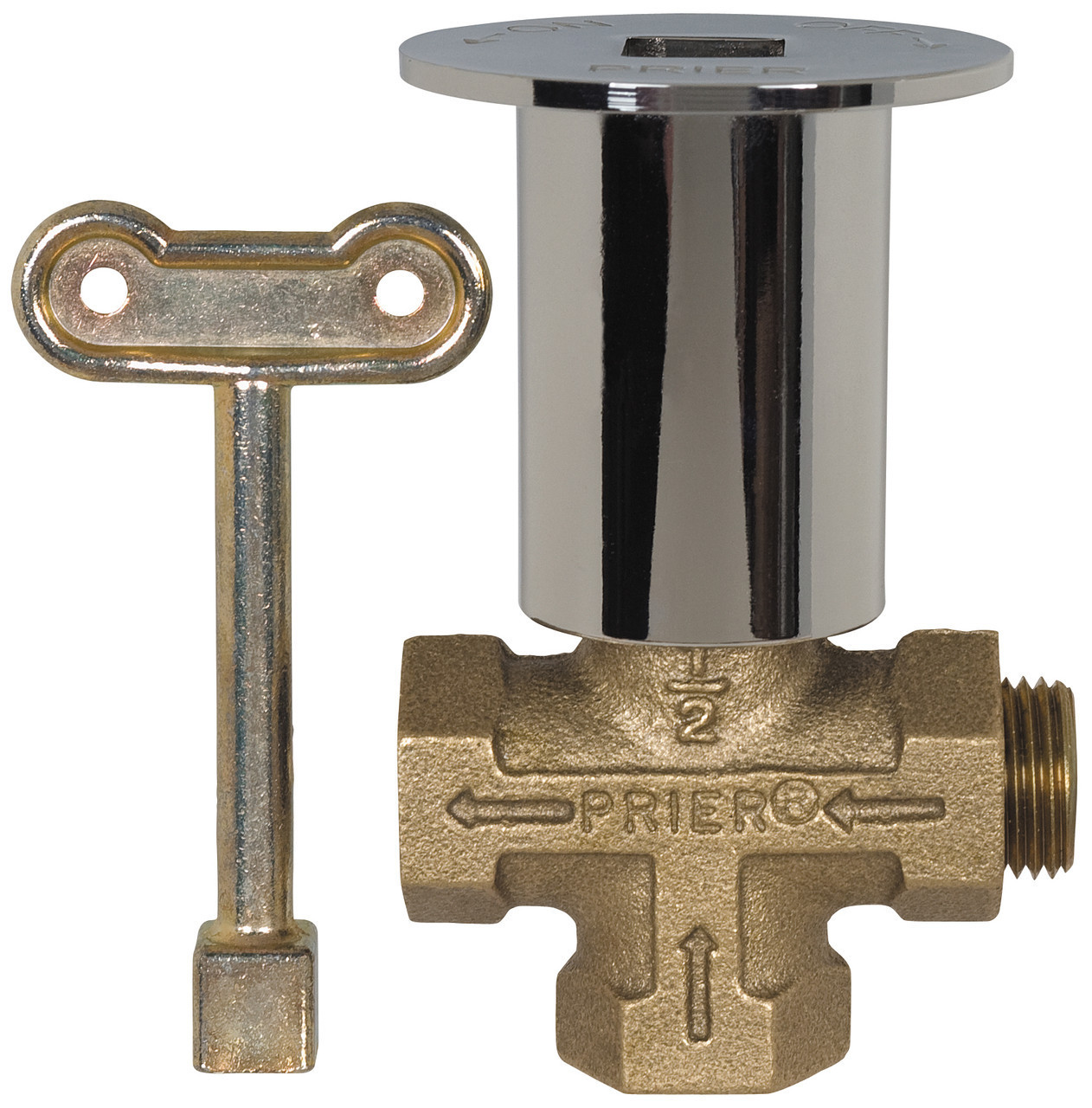 Prier PRIER 3-Way Gas Log Lighter Valve with Chrome Plated Escutcheon