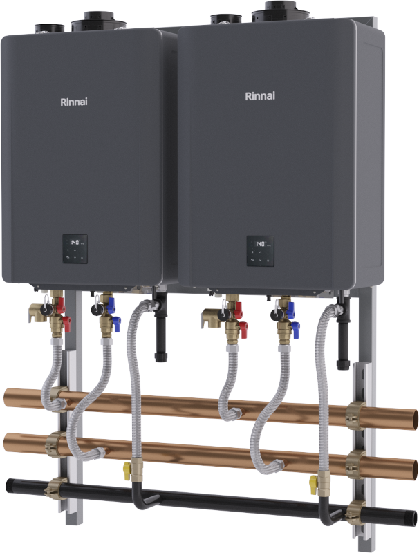 Rinnai TRW Series 22 GPM 398,000 BTU Indoor Outdoor 2 Unit Sensei CXP ...