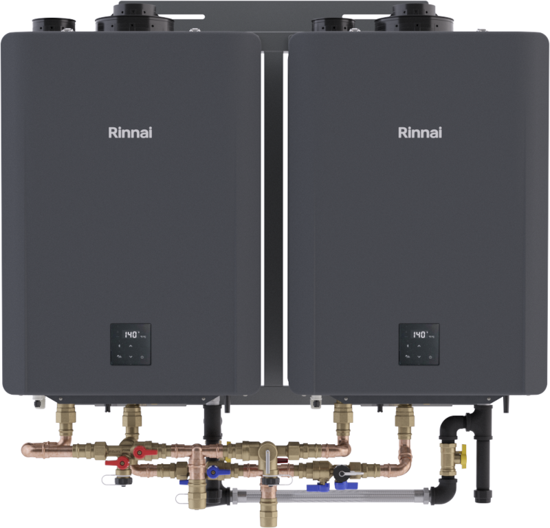 Rinnai TRX Series 22 GPM 398,000 BTU Indoor Outdoor 2 Unit Sensei CX ...