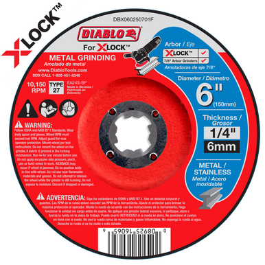 Diablo DBX060250701F 6 in. Type 27 Metal Grinding Disc for X-Lock and ...