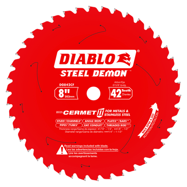 Diablo D0842CF 8 in. x 42 Tooth Steel Demon Cermet II Saw Blade for ...