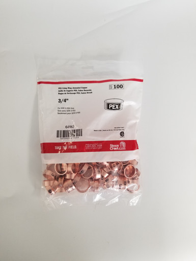 Sioux Chief 3/4" Copper Pex Ring - 100 Pack
