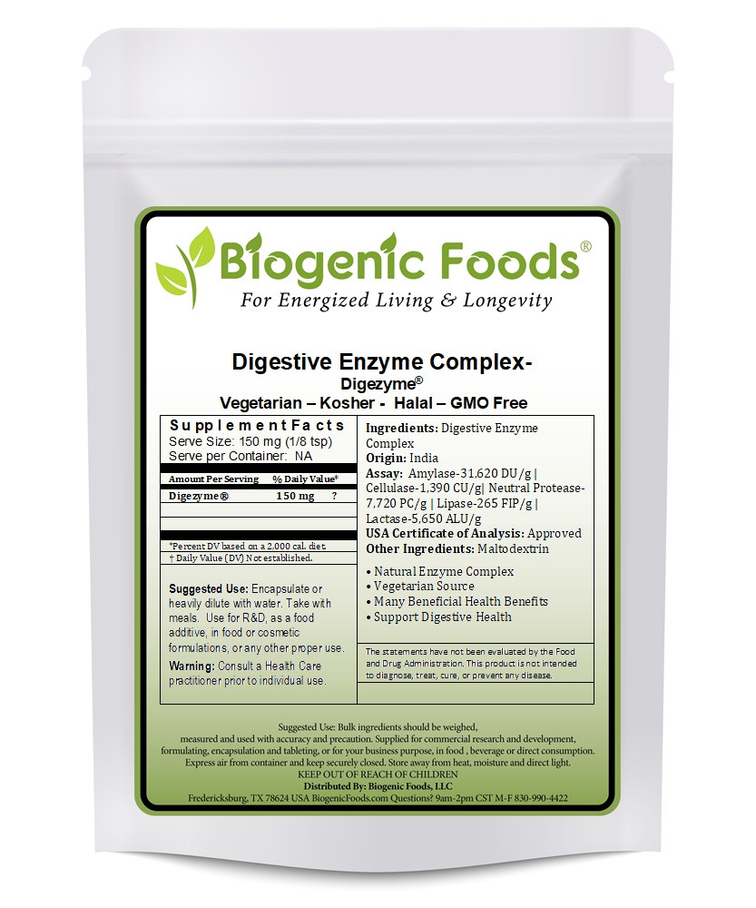 Digestive Enzyme Complex Powder - Full Spectrum Patented All Vegetarian ...