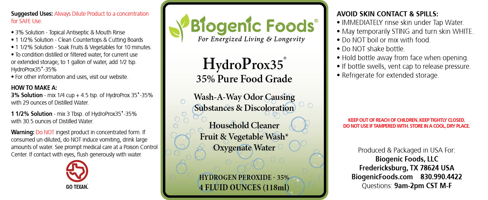 35% Food Grade Hydrogen Peroxide - Made in USA