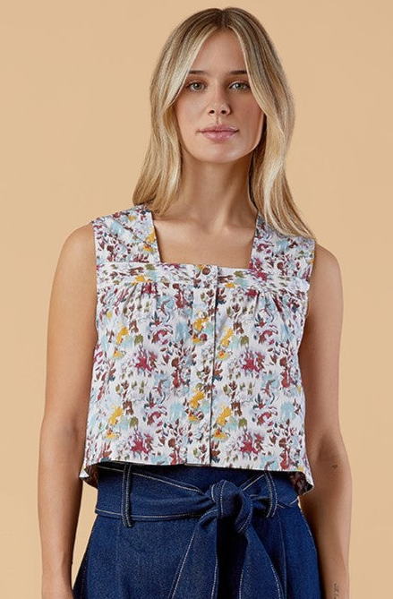 Nellie Top in Aqueous Petals - Scout and Molly's Columbia