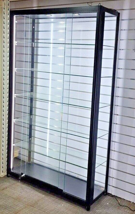 New Black Aluminium Tall Cabinet Showcase 80cm Display Retail Shop Fitting