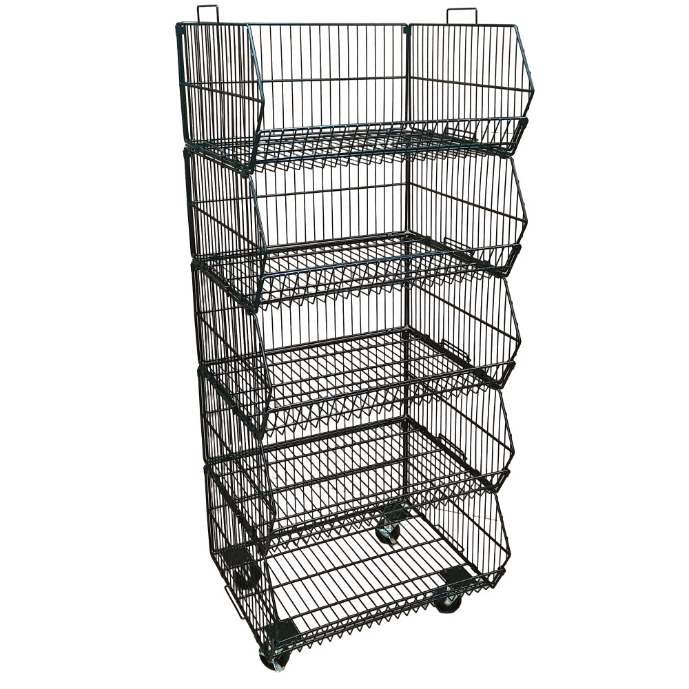 Black 5 Tier Stackable Display Baskets-60cm