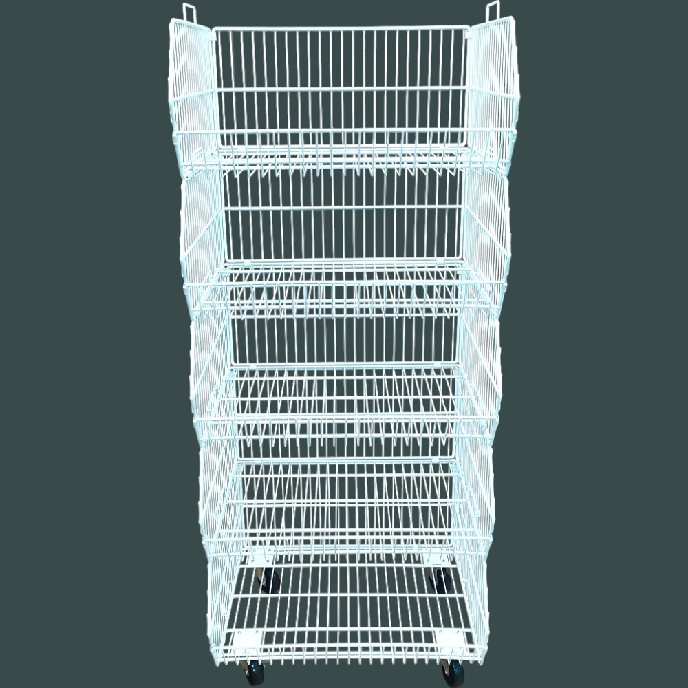 White 5 Tier Stackable Display Baskets-60cm