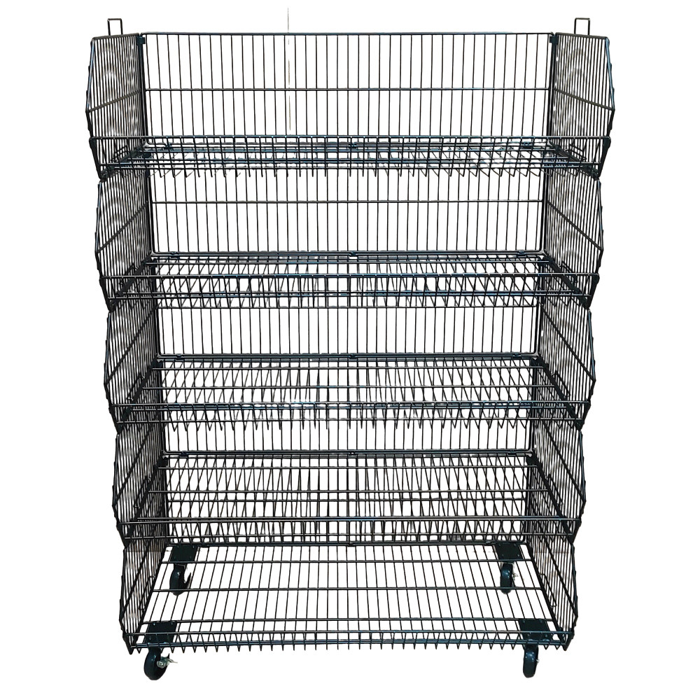 Black 5 Tier Stackable Display Baskets-100cm