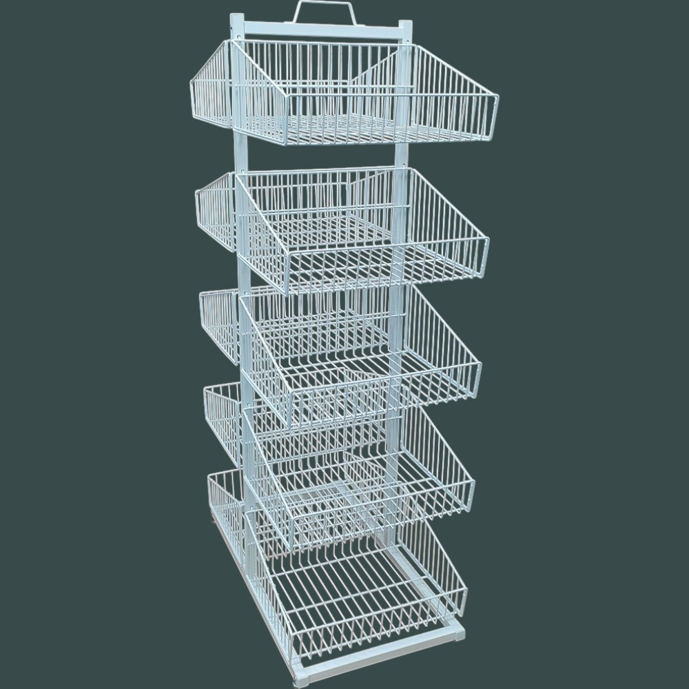 White 5 Tier Double Side Display Baskets