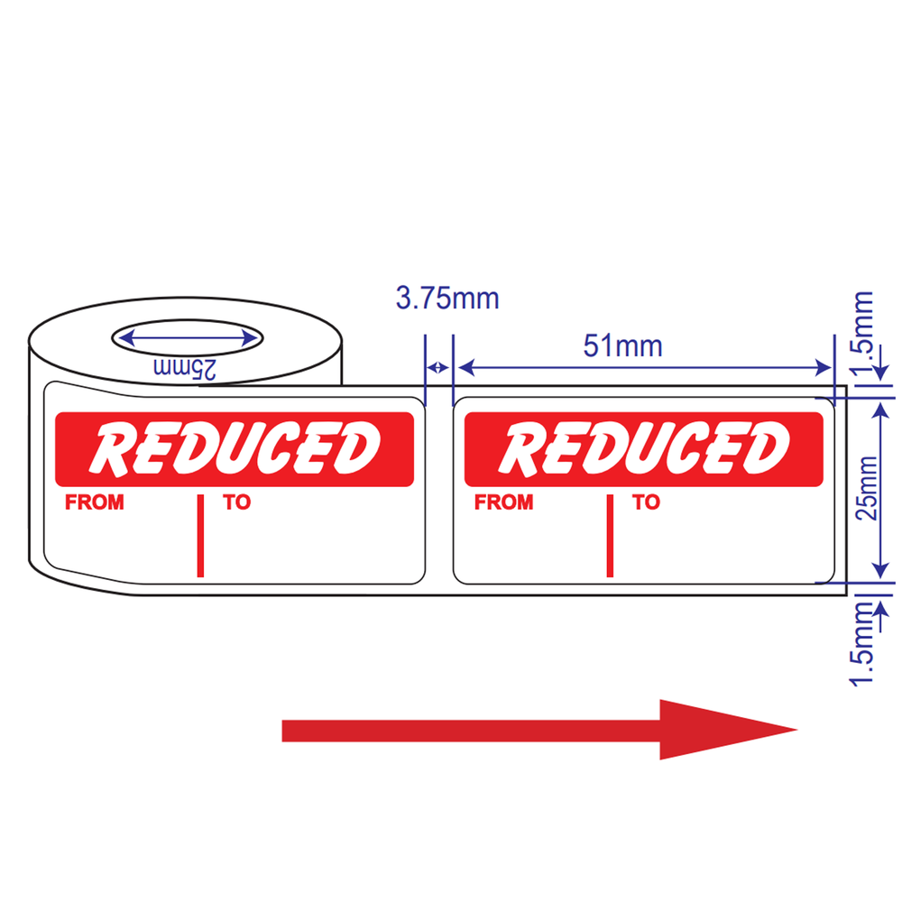 500x 50mm Rectangle Adhesive Reduced Was/Now & Reduced From/To ...