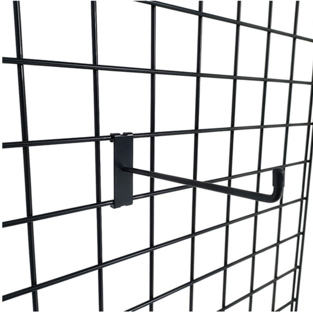 8" Black Grid mesh Hooks Single Prong Shop Display