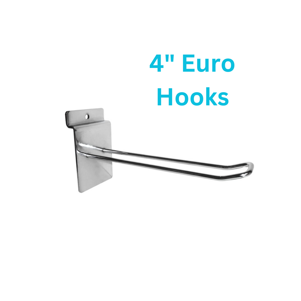 4" Slatwall Euro Hooks Accessory Single Prong Shop Display (4 Inch)