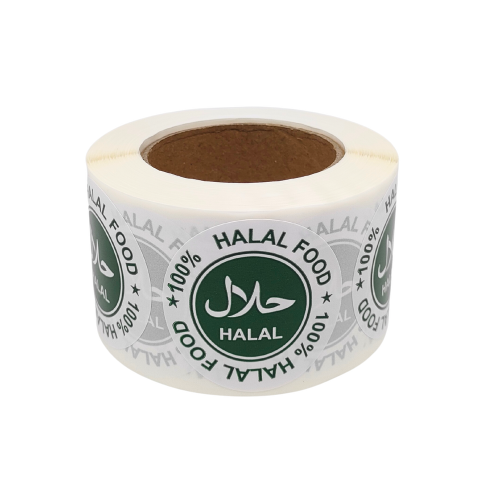 500x 100% Halal Food Stickers, Green Round 45mm Labels - Certified ...