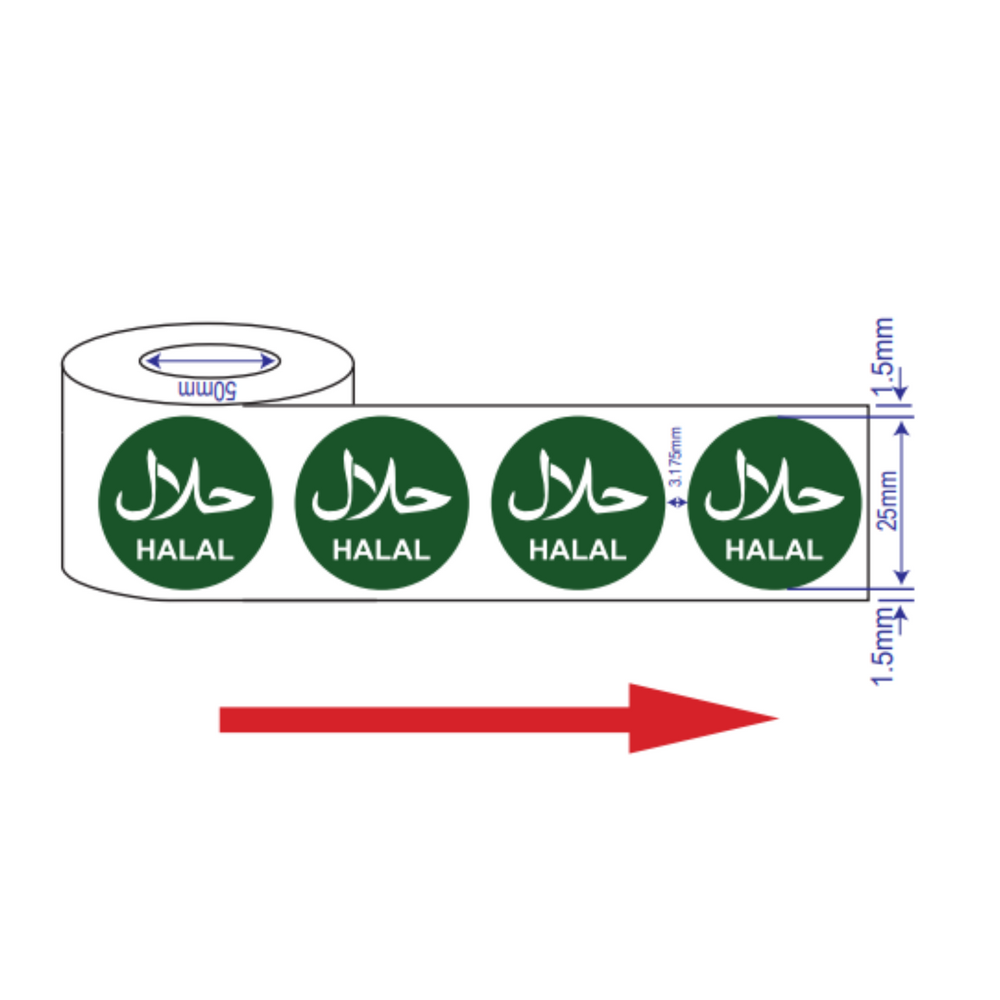 500x 100% Halal Food Stickers, Green Round 45mm Labels - Certified ...
