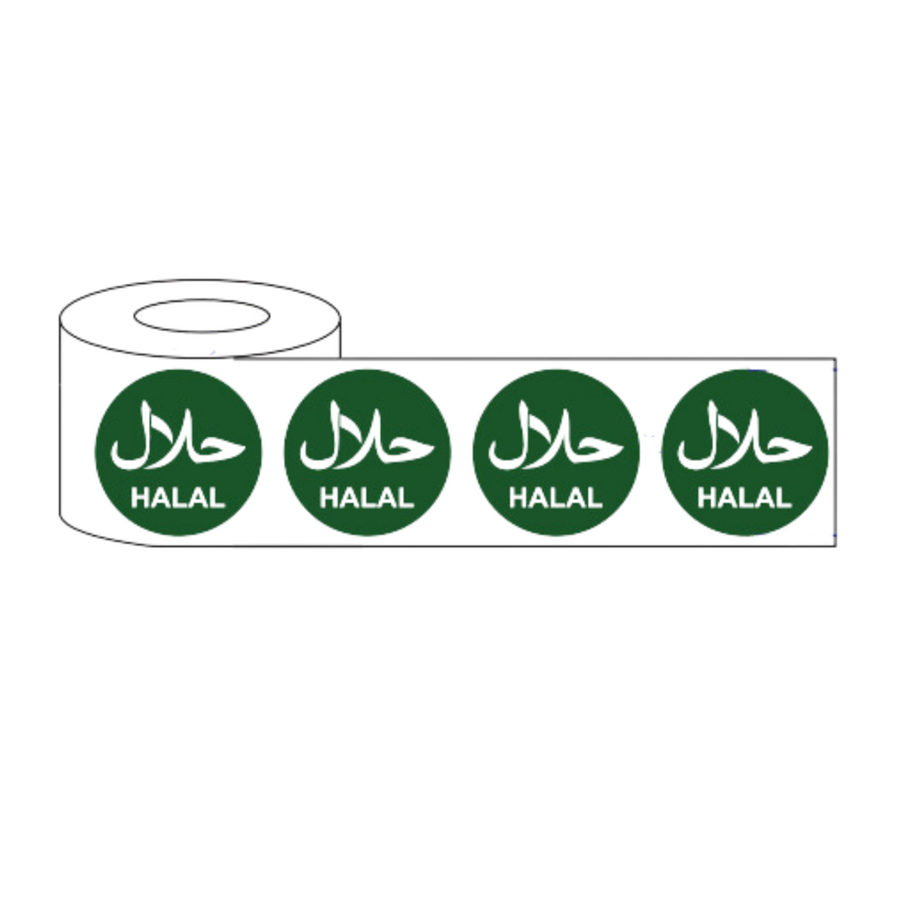 500x 100% Halal Food Stickers, Green Round 45mm Labels - Certified ...