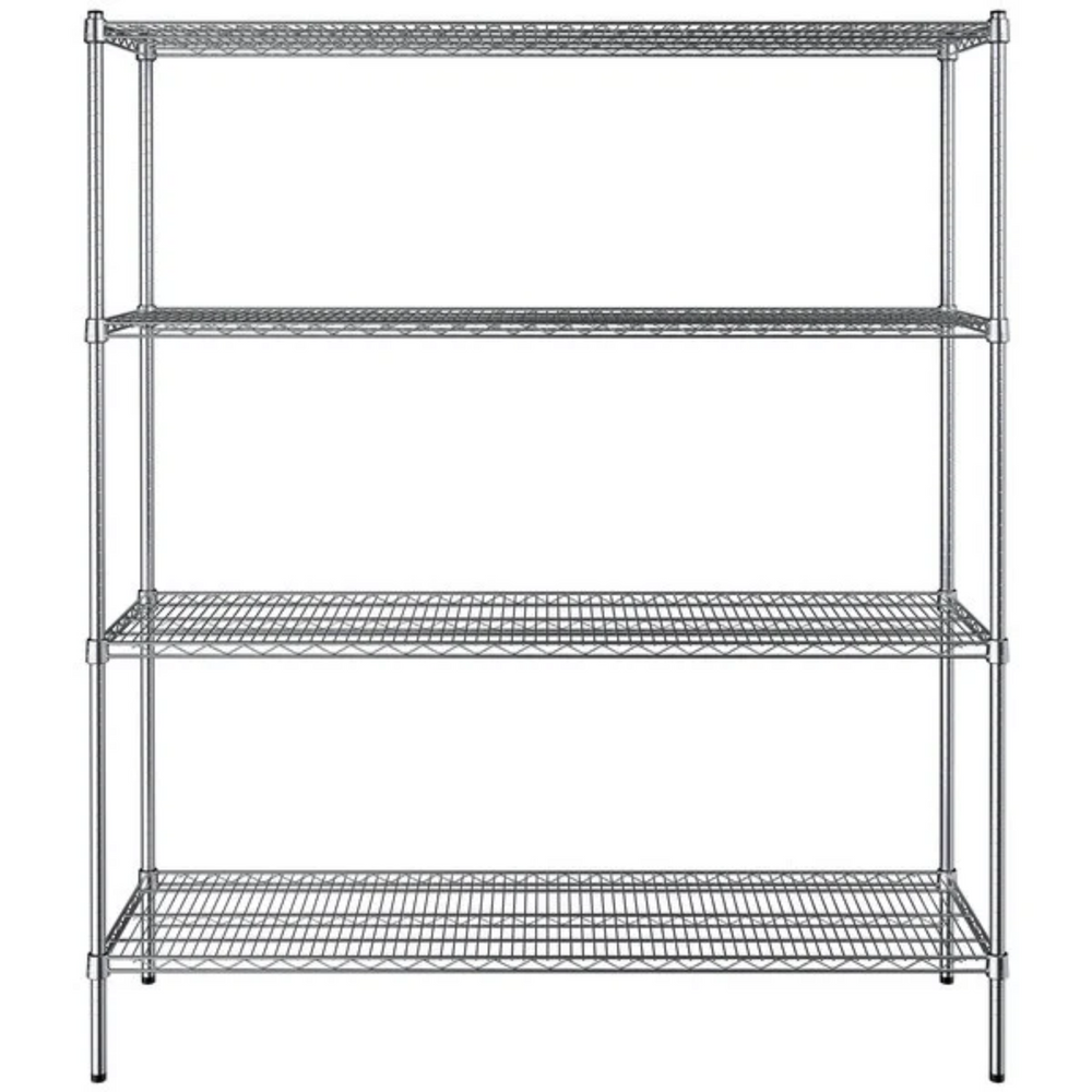4 Tier Chrome Wire Shelving - 6ft Height