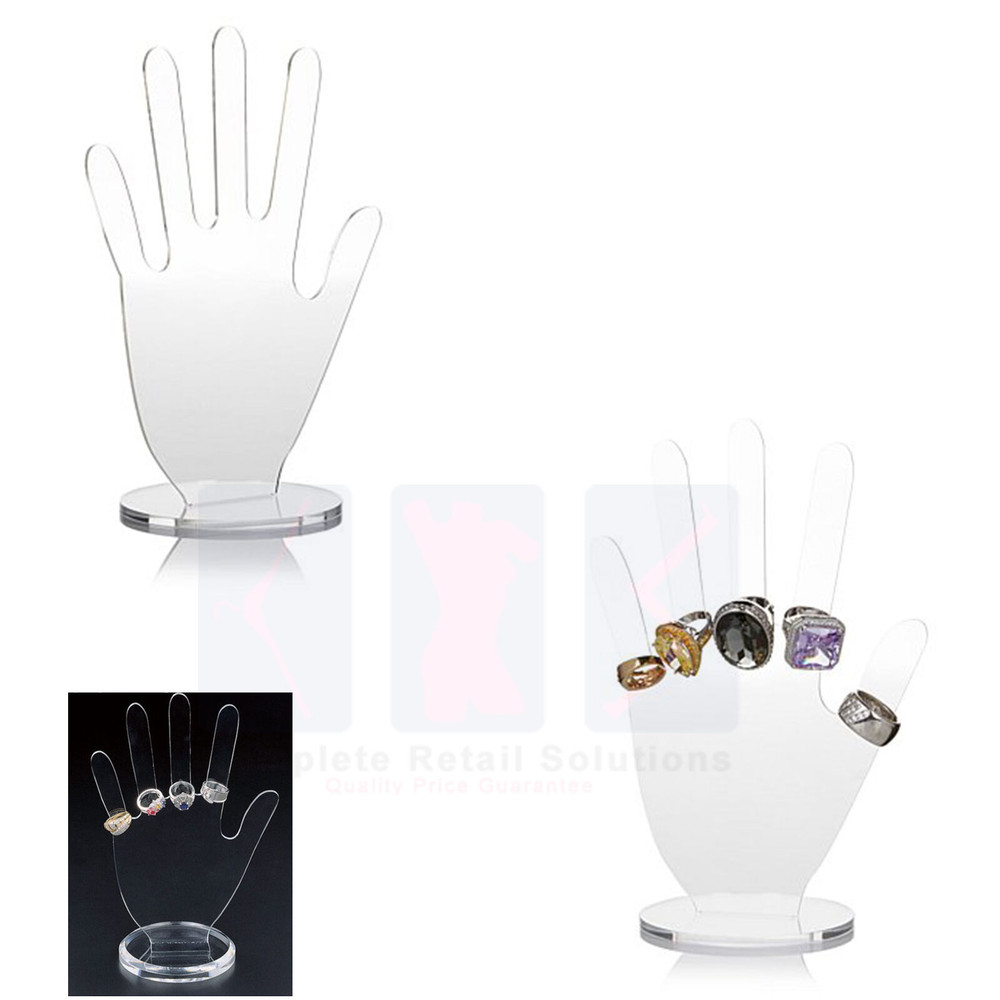 Clear Acrylic Hand-Shaped Ring Display Gloves Retail Shopfitting Display