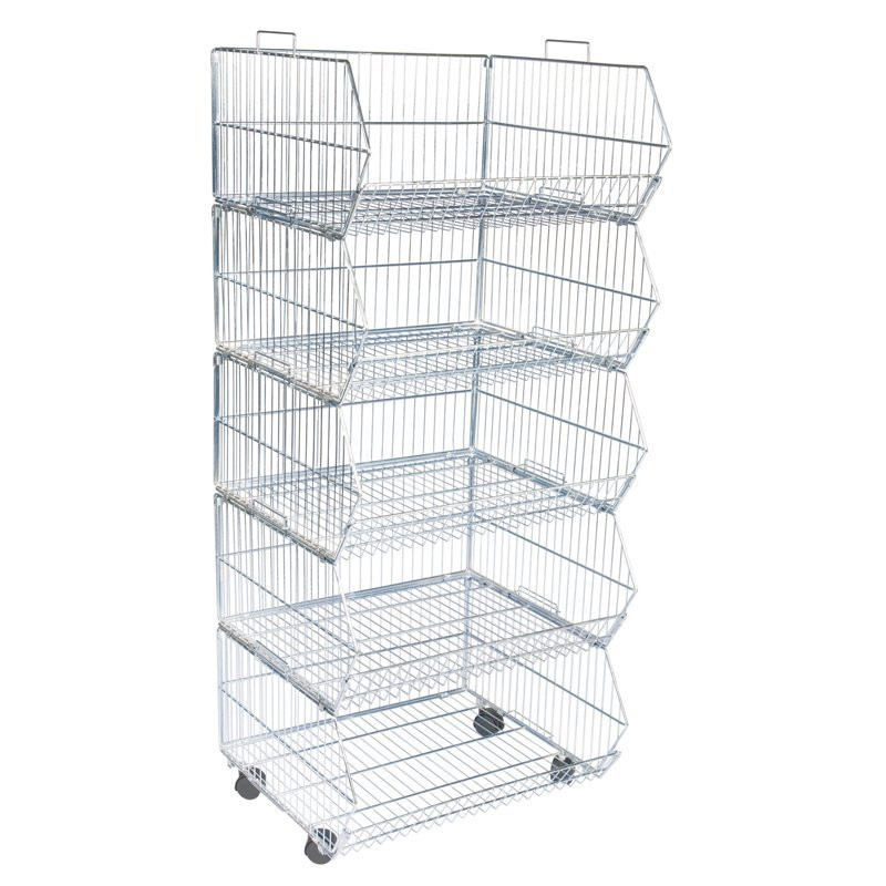 5 Tier Stackable Display Zinc Baskets - 60cm