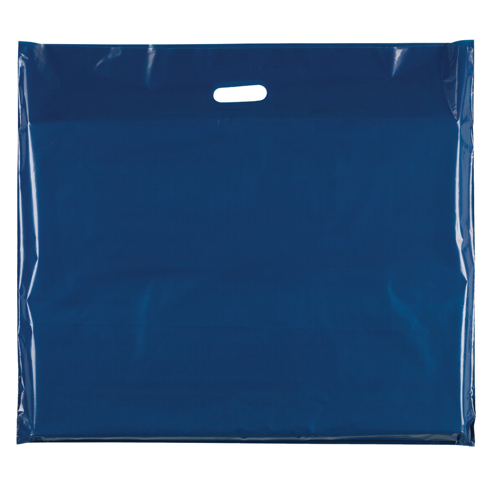 100x Plastic Plain Blue Carrier Bags