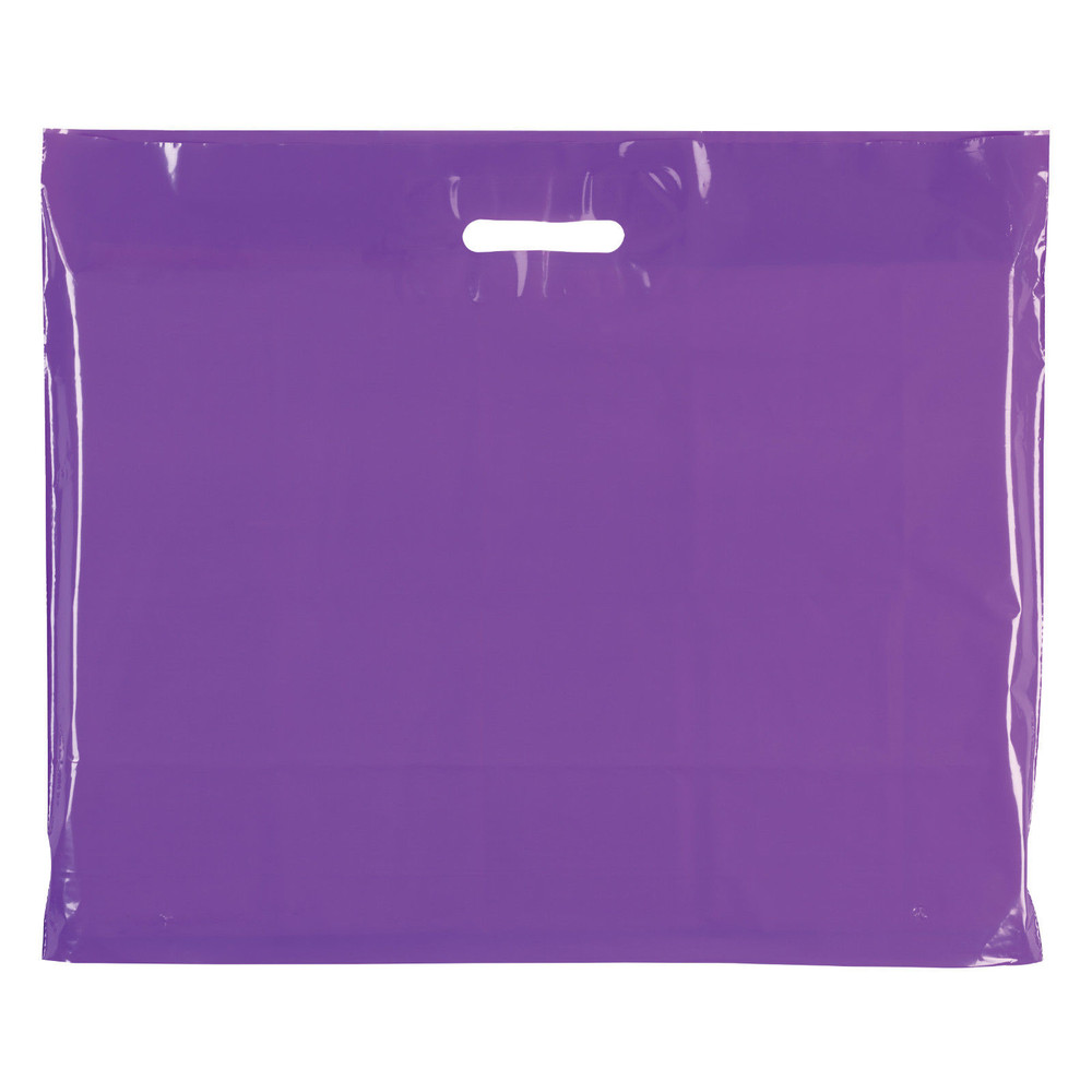 100 Plastic Plain Violet Carrier Bags