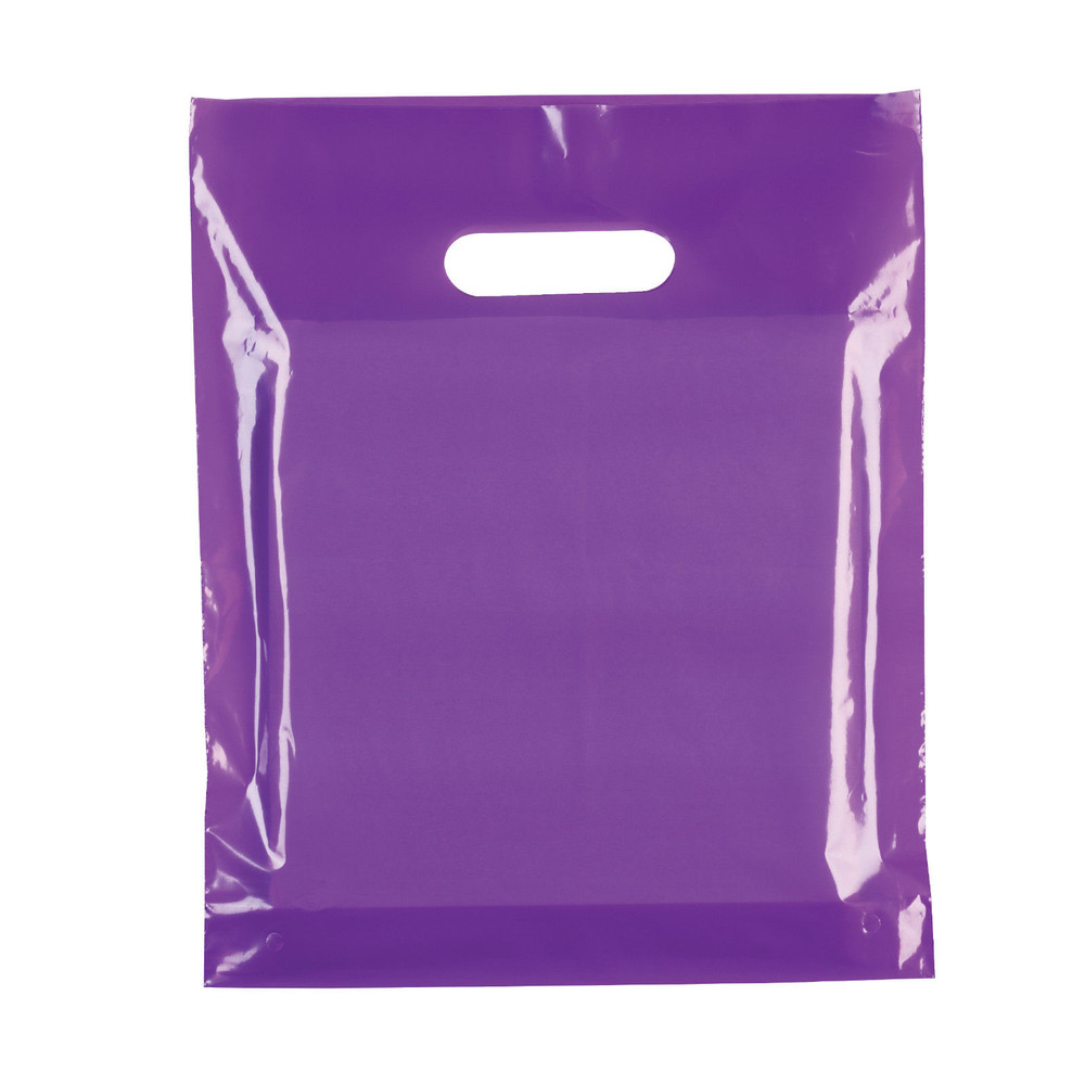 100 Plastic Plain Violet Carrier Bags
