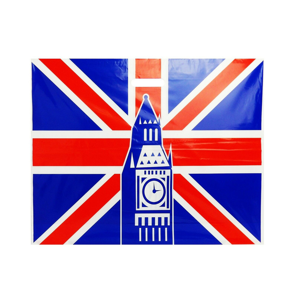 100X Plastic Union Jack Carrier Bags
