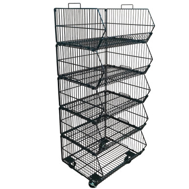 Black 5 Tier Stackable Display Baskets-60cm