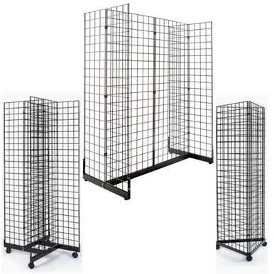 Black Grid Mesh Panels with Base for Retail Display Set