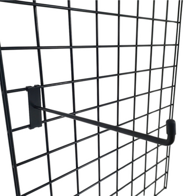 12" Black Grid mesh Hooks Single Prong Shop Display