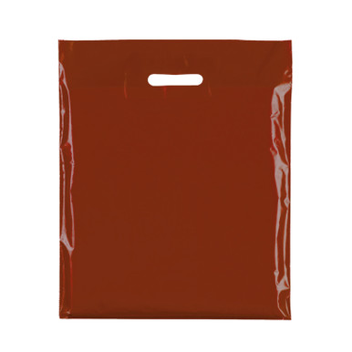 100x Plastic Plain Burgundy Carrier Bags
