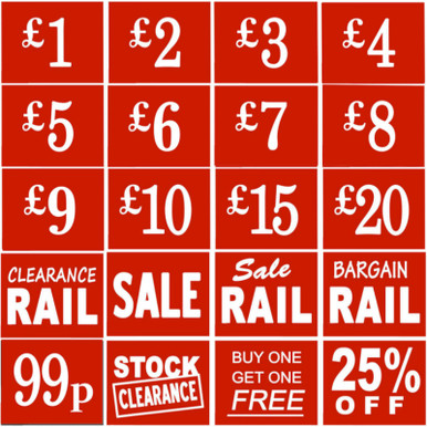 Red Display Cards Signs For Retail Shop Market Stall Rail Red Display ...