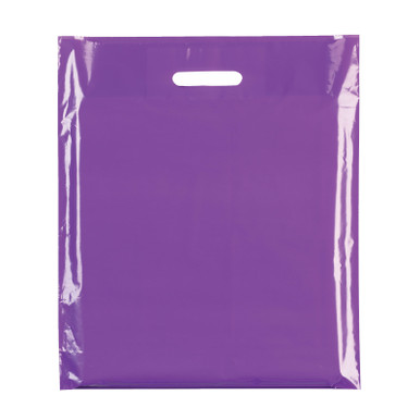 100 Plastic Plain Violet Carrier Bags