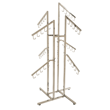 Professional Chrome Handbag Purse Display Rack With 8 Waterfall Strong Arms