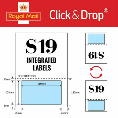 1000 S19 Royal Mail Click & Drop A4 Integrated Labels